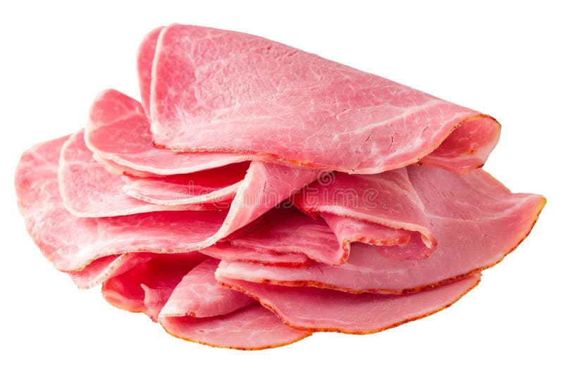 Slices Ham Pink Thin Placed White Background Stock Photos - Free ...