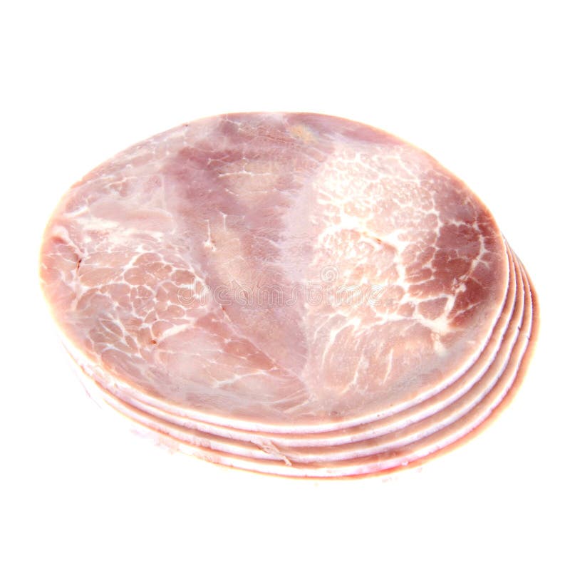 Slices of Ham on White Background Stock Photo - Image of slices, food ...