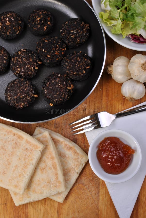 Slices Irish Black Pudding in a Pan Stock Image - Image of healthy ...