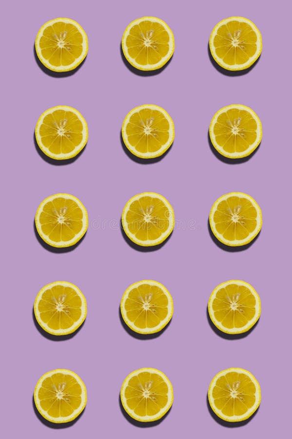 Slices Lemon Shadow Summer Pattern Evenly Colored Background Stock ...
