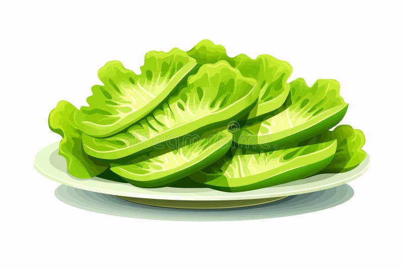 Slices of Lettuce on Plate Vector Flat Isolated Vector Style ...