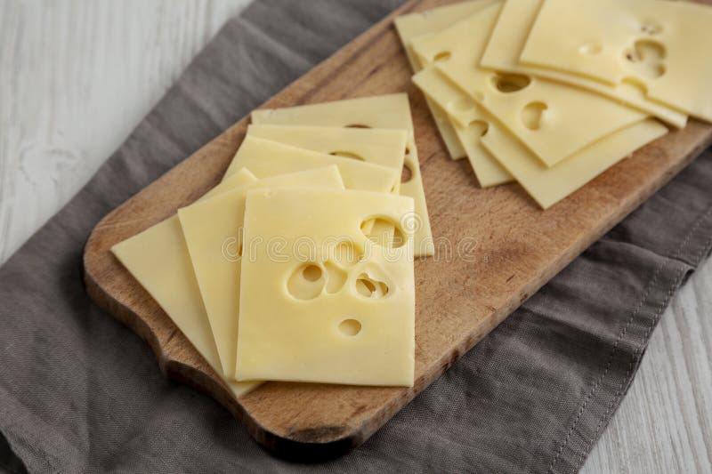 Slices Maasdam Cheese Wooden Board Side View Stock Photos - Free ...