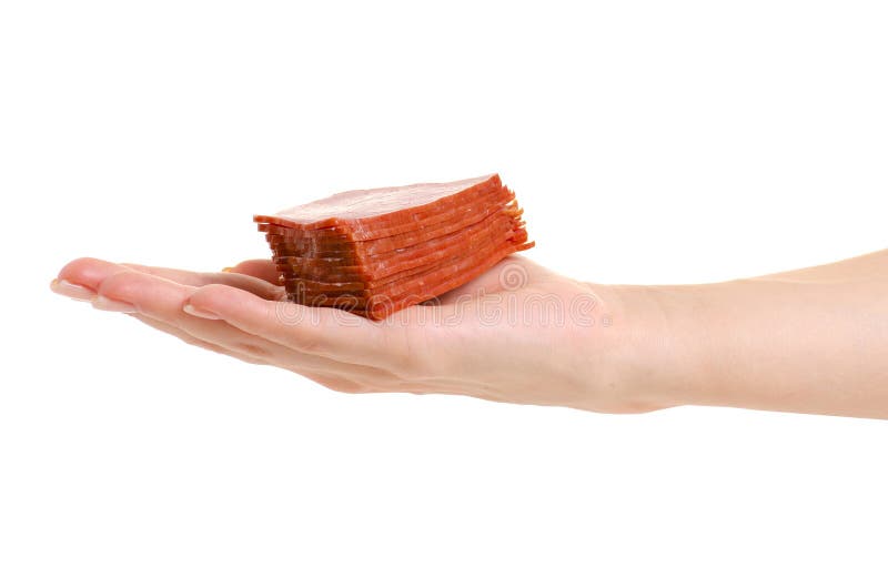 Slices of Meat Beef in Hand Stock Image - Image of dinner, pink: 119860795