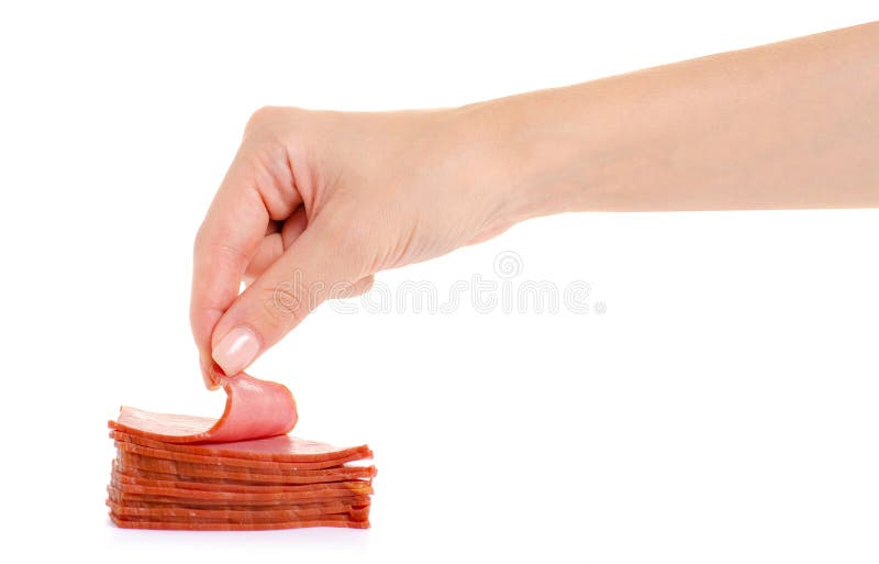 Slices of Meat Beef in Hand Stock Image - Image of cooked, healthy ...