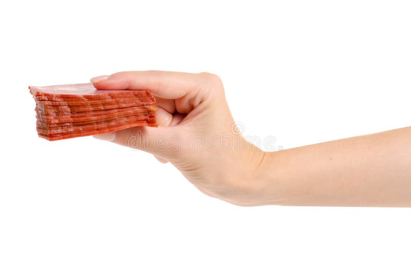 Slices of Meat Beef in Hand Stock Image - Image of menu, background ...