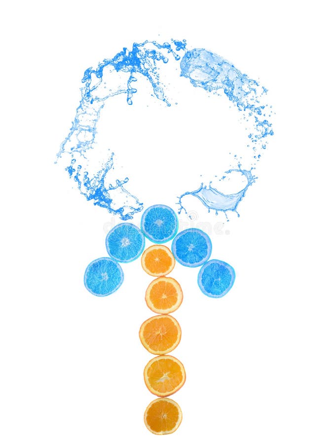 Slices of Orange Arrange in Arrow Shape Splashed with Water on White ...