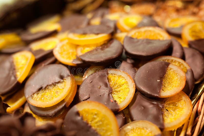 Slices of Orange in Chocolode on Counter Stock Image - Image of dessert ...