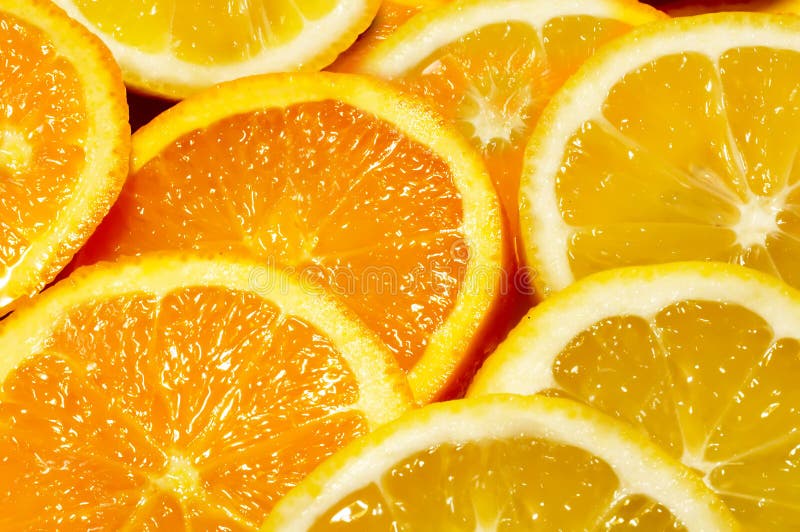 Slices of Orange and Lemon on the Whole Screen.Texture or Background ...