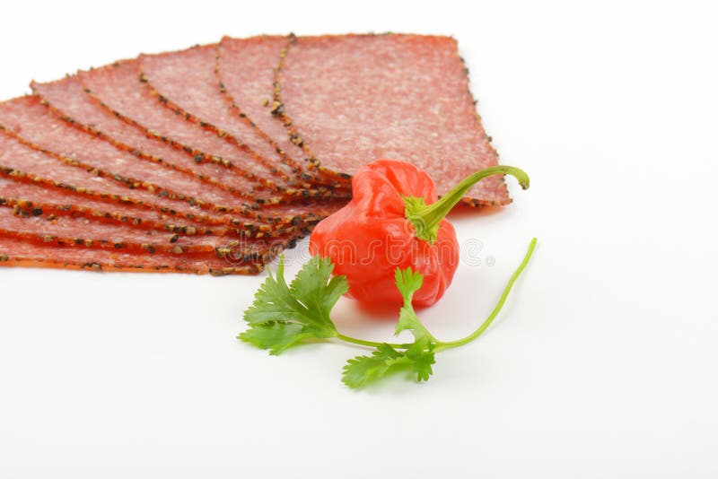 Slices of Pepperoni Salami and Spice Stock Photo - Image of fresh ...