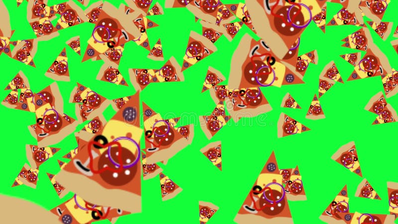 Slices of Pizza Falling Animation Elements on Green Screen Chroma Key ...