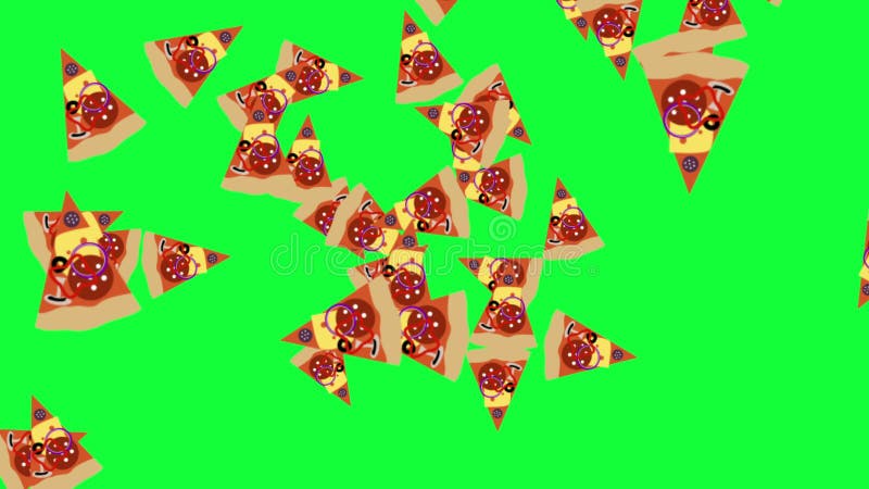 Slices of Pizza Falling Animation Elements on Green Screen Chroma Key ...