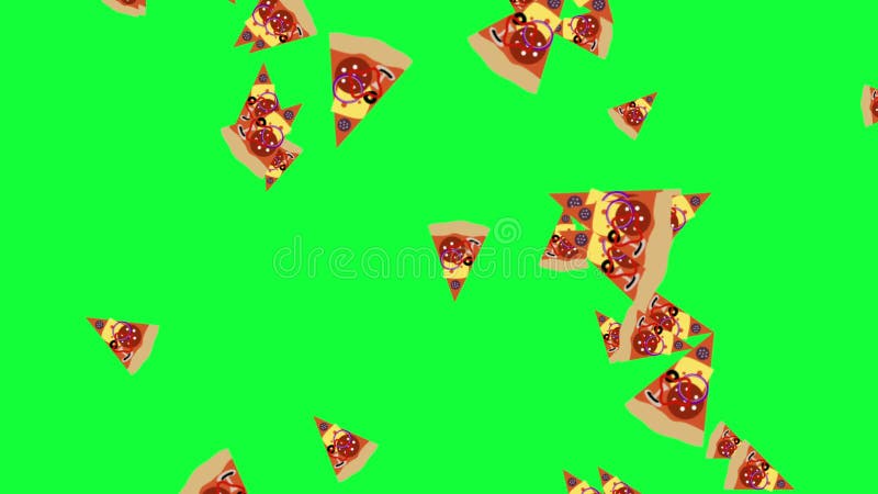 Slices of Pizza Falling Animation Elements on Green Screen Chroma Key ...