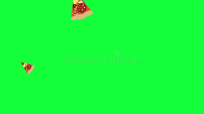 Slices of Pizza Falling Animation Elements on Green Screen Chroma Key ...