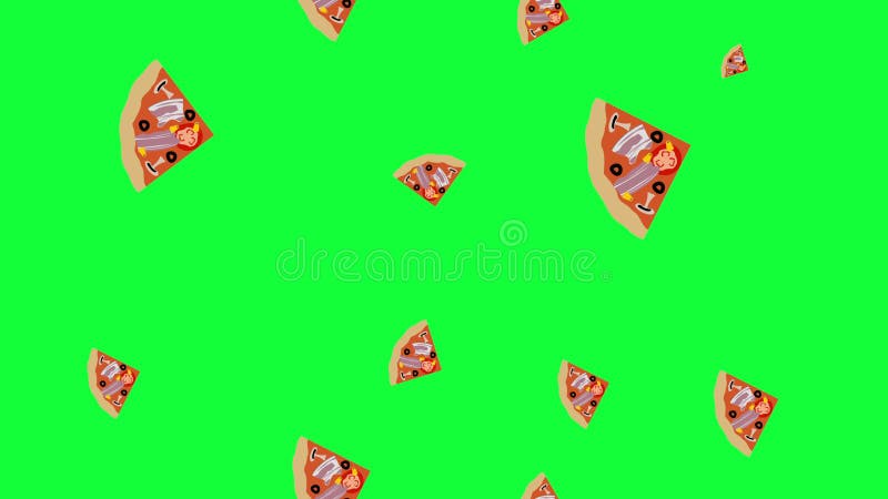 Slices of Pizza Falling Animation Elements on Green Screen Chroma Key ...