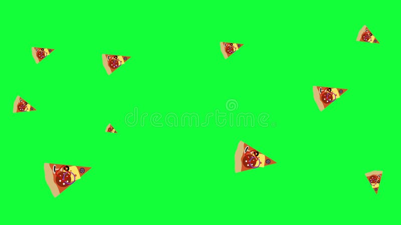 Slices of Pizza Looping Animation Elements on Green Screen Chroma Key ...