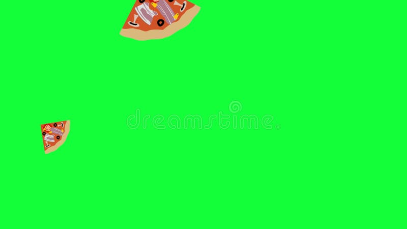 Slices of Pizza Falling Animation Elements on Green Screen Chroma Key ...