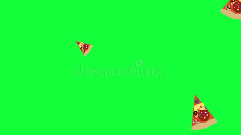Slices of Pizza Falling Animation Elements on Green Screen Chroma Key ...