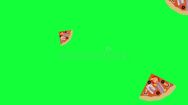 Slices of Pizza Falling Animation Elements on Green Screen Chroma Key ...