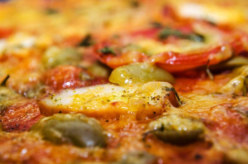 Slices of Pizza Macro Background with Different Fillings Stock Photo ...