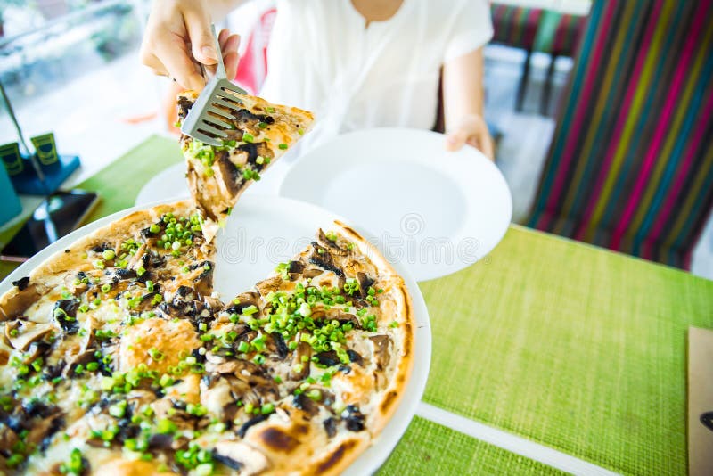 Slices of Pizza. Table with Pizza in a Restaurant. Pizza Close Up on a ...