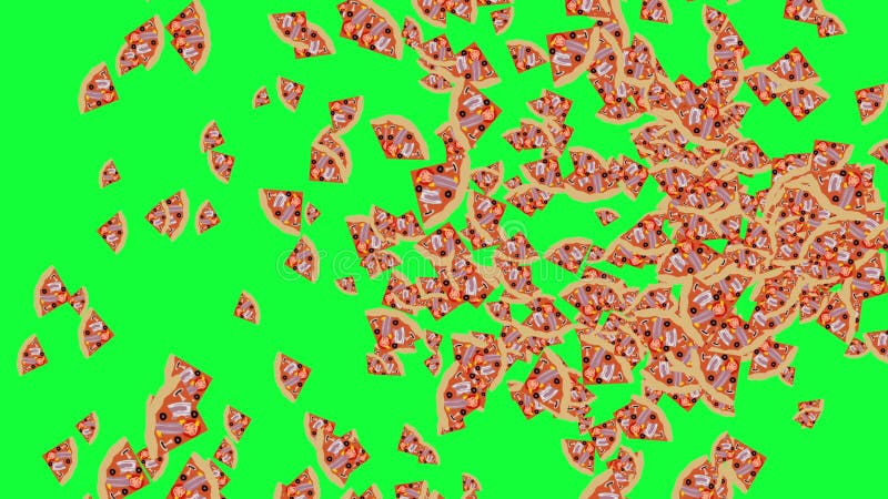 Slices of Pizza Falling Animation Elements on Green Screen Chroma Key ...