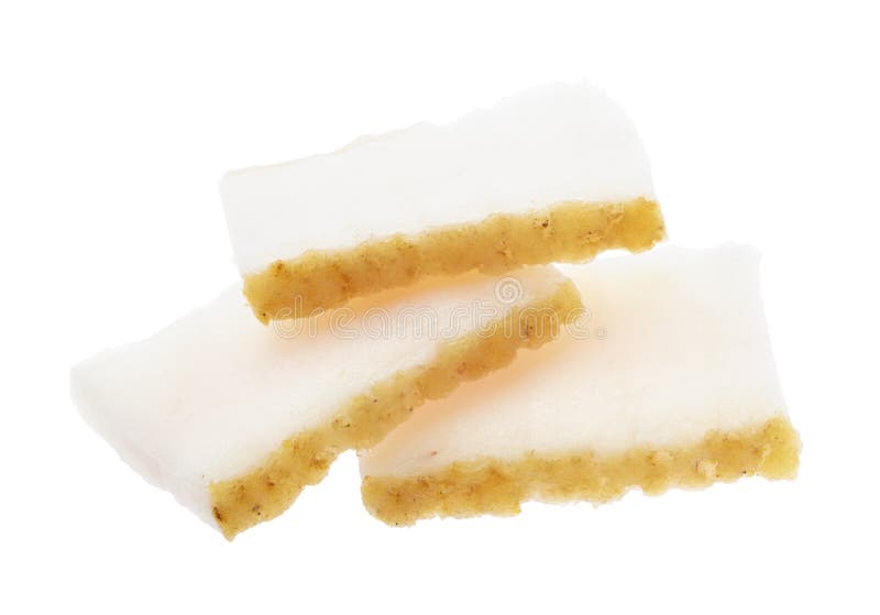 Slices of Pork Fatback Isolated on White, Clipping Path Stock Image ...