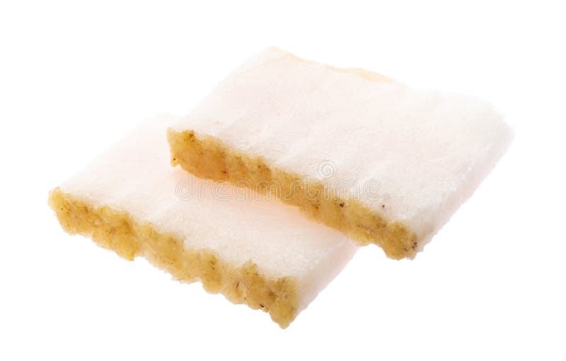 Slices of Pork Fatback Isolated on White, Clipping Path Stock Image ...