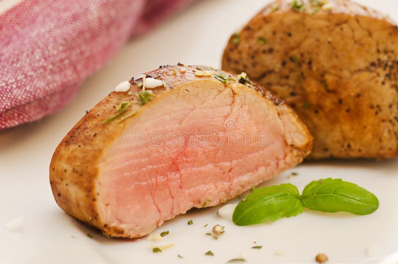 Slices of Pork Fillet on a Plate Stock Image - Image of protein ...
