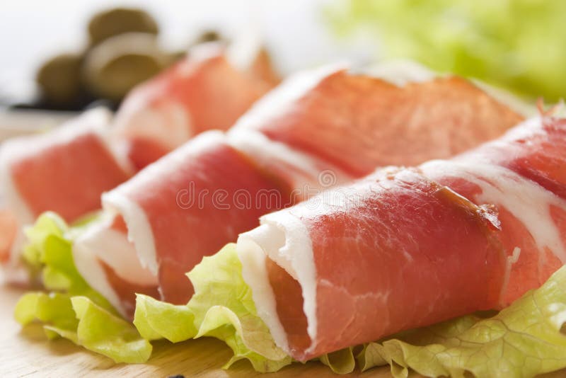 Slices of prosciutto stock image. Image of cuisine, food - 17570571