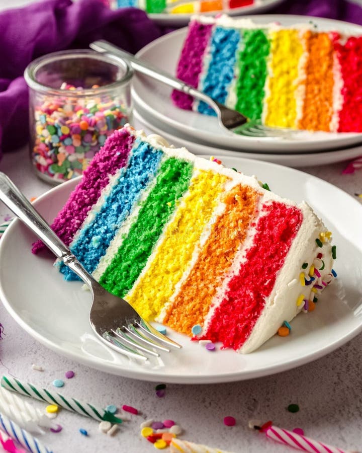 Slices of Rainbow Soft Cake Stock Image - Image of biscuit, cake: 326752053