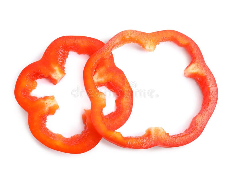 Slices of Red Bell Pepper Isolated on White Stock Image - Image of bell ...