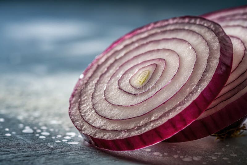 Slices of Red Onion Displayed on a Textured Surface in Natural Light ...