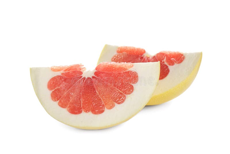 Slices of Red Pomelo Isolated on White Stock Photo - Image of juicy ...