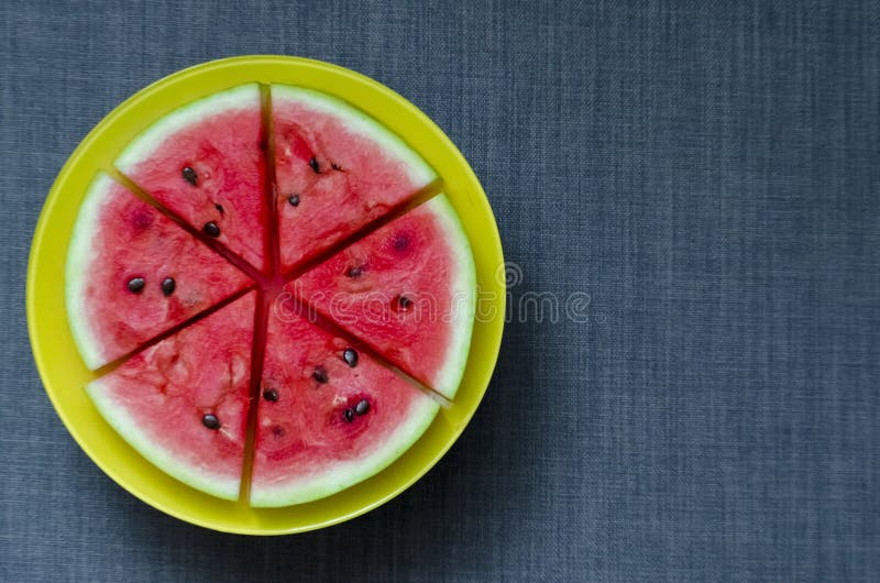 Slices of Red Ripe Watermelon with Ice on a Plate Stock Image - Image ...