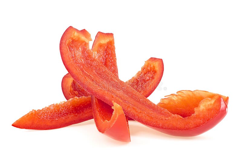 Slices of Red Sweet Bell Pepper Isolated on White Background. Red ...