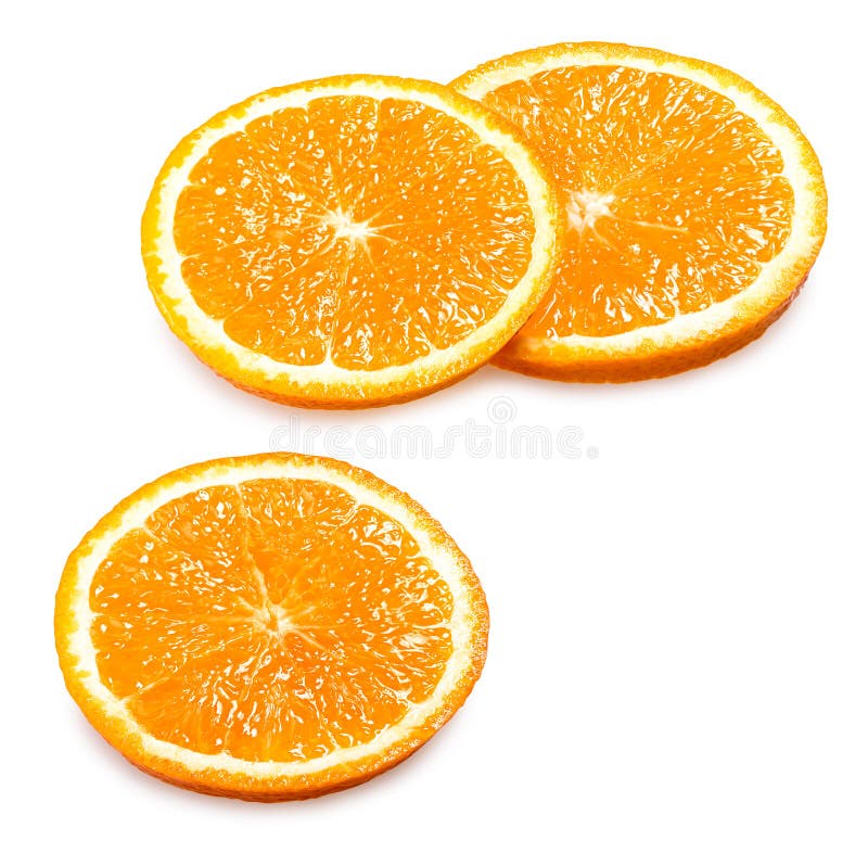 Slices of Ripe Orange Fruits Isolated on White Stock Photo - Image of ...