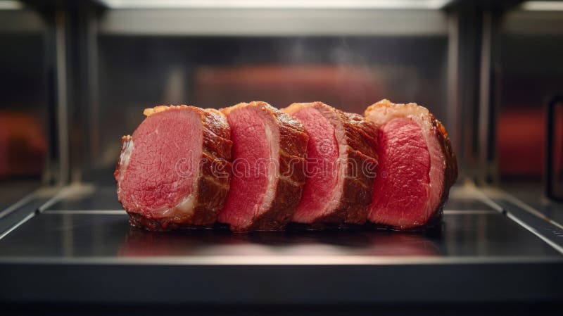 Slices of Roasted Beef Resting on a Dark Surface Stock Illustration ...