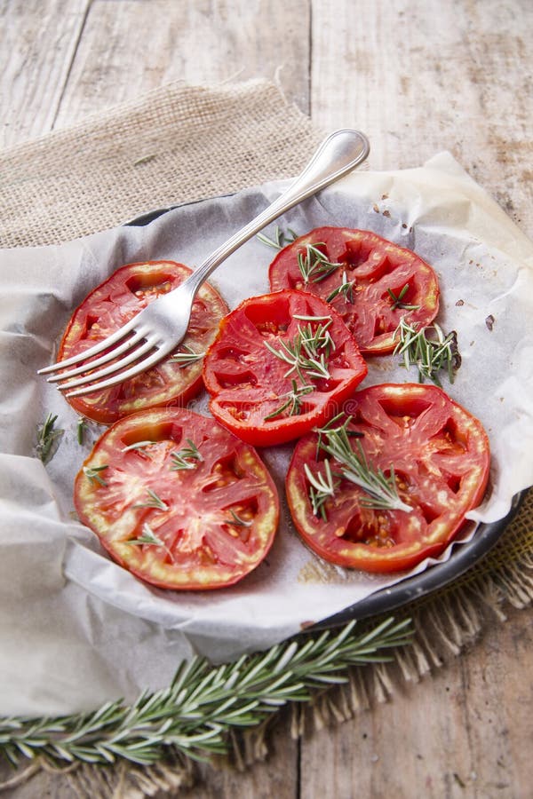 Slices of roasted tomatoes stock image. Image of gourmet - 43304717