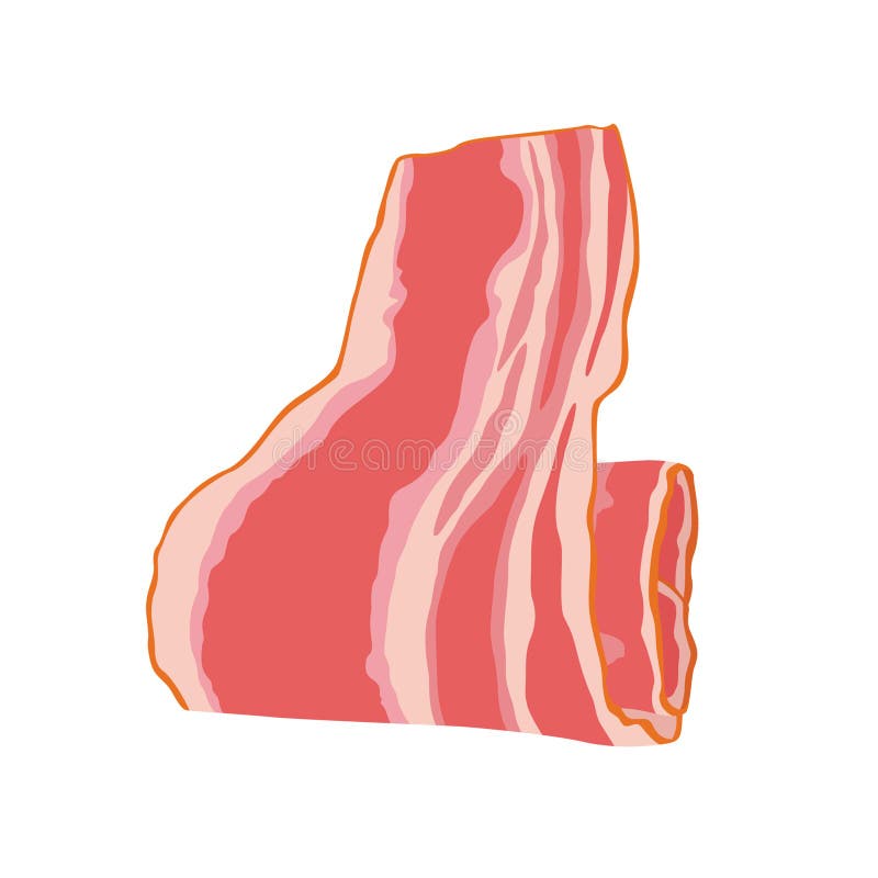 Slices of Rolled Bacon on White Background. Stock Vector - Illustration ...