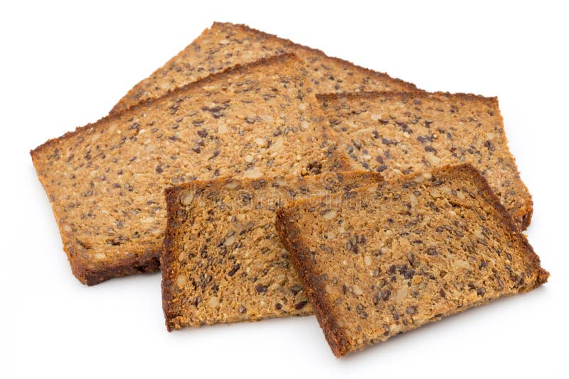Slices of Rye Bread Isolated on White Background. Stock Photo - Image ...