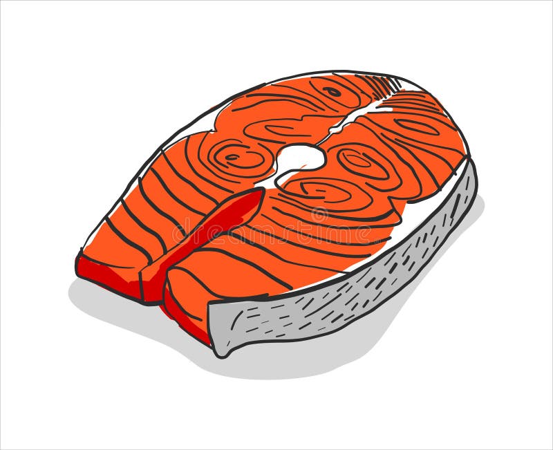 Slices of salmon. stock vector. Illustration of cartoon - 191417063