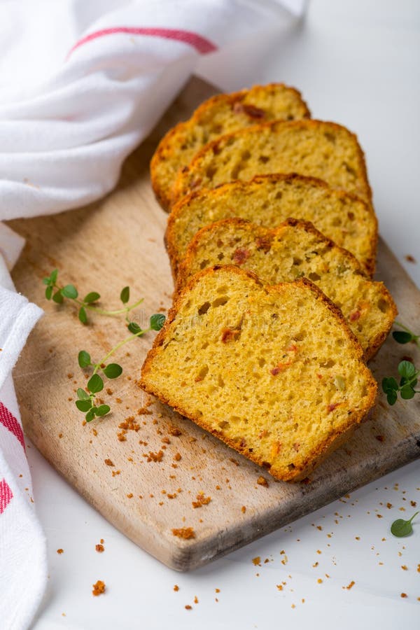 Slices of savory cake stock image. Image of close, food - 163863639