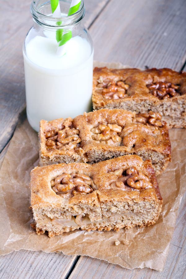 Slices of Snack Whole Meal Cake Stock Image - Image of walnut ...