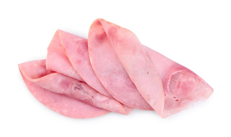 Slices of Tasty Ham Isolated on White, Top View Stock Image - Image of ...