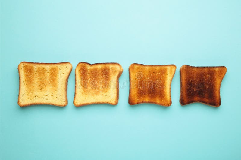 Slices of Toast Bread on Blue Background Stock Image - Image of meal ...
