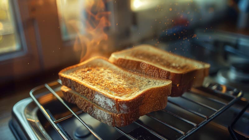 Slices of Toast with Crumbs Exploding in the Morning Light, Capturing ...