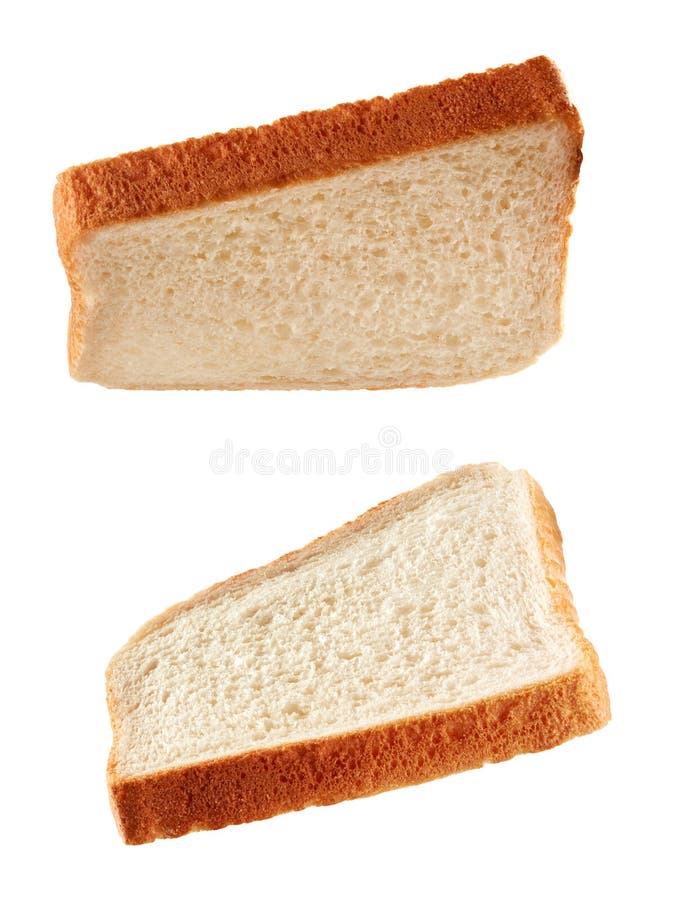 Slices of Toast Flying Isolated on White Stock Image - Image of snack ...