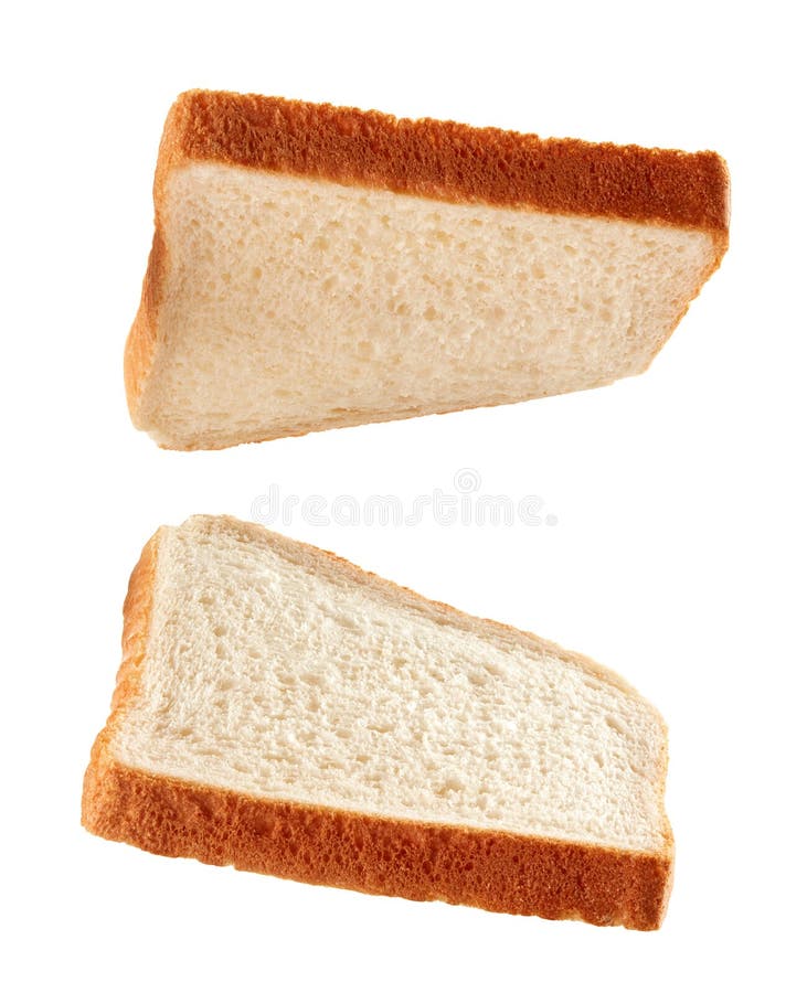Slices of Toast Flying Isolated on White Stock Image - Image of snack ...