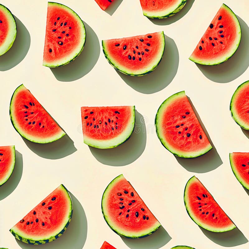 Slices of Watermelon Arranged in a Pattern on a Light Colored Surface ...