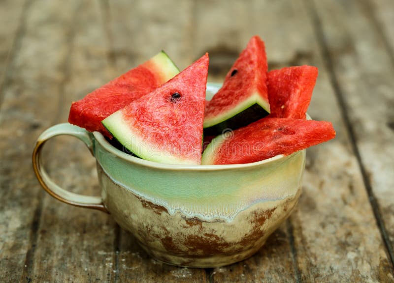 Slices of Watermelon in Big Cup Stock Photo - Image of fresh, melon ...